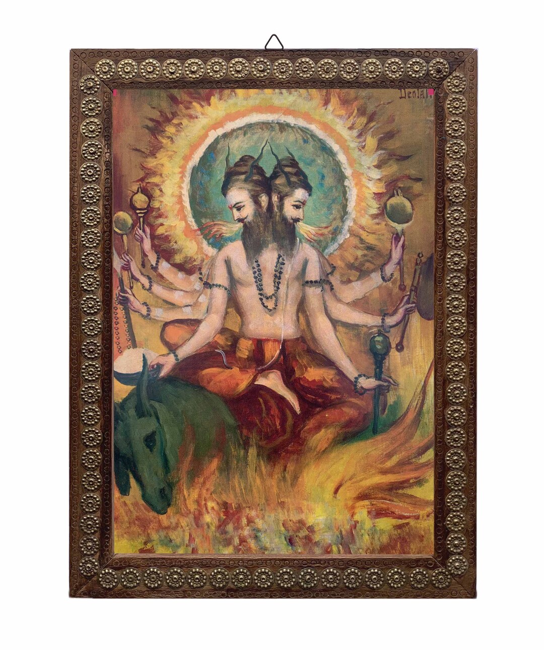 Agni Dev Photo, God of Fire Photo, Indian Vintage Old Religious Photo ...