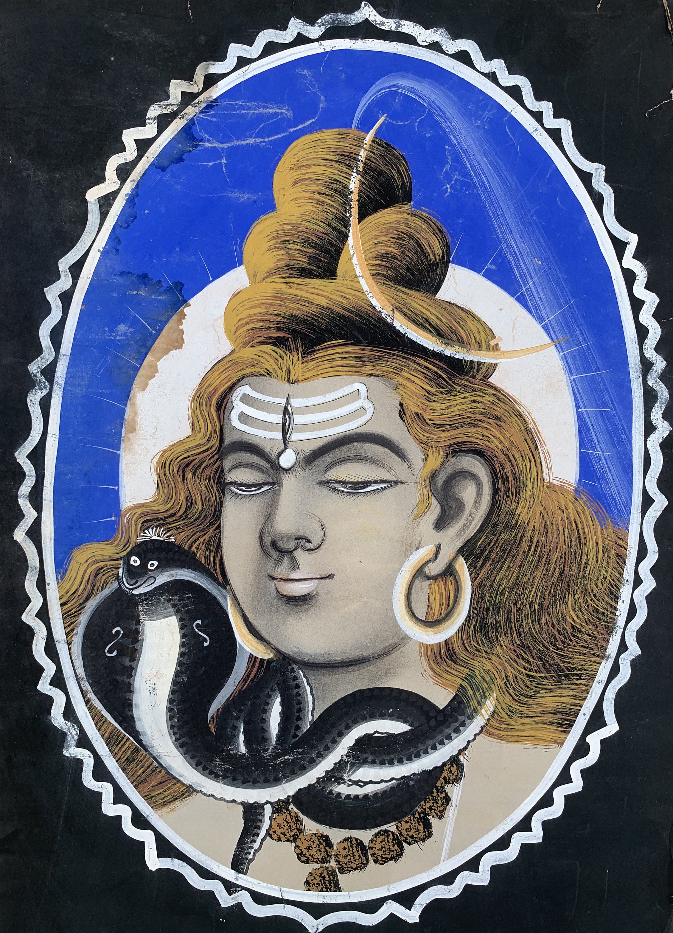 Shiva Old Painting Bholenath Shankar Painting Frame Vintage | Etsy