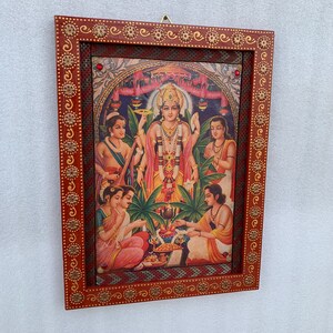 Vintage Lord Vishnu Photo, A Frame of Satyanarayn God Pooja, India God ...