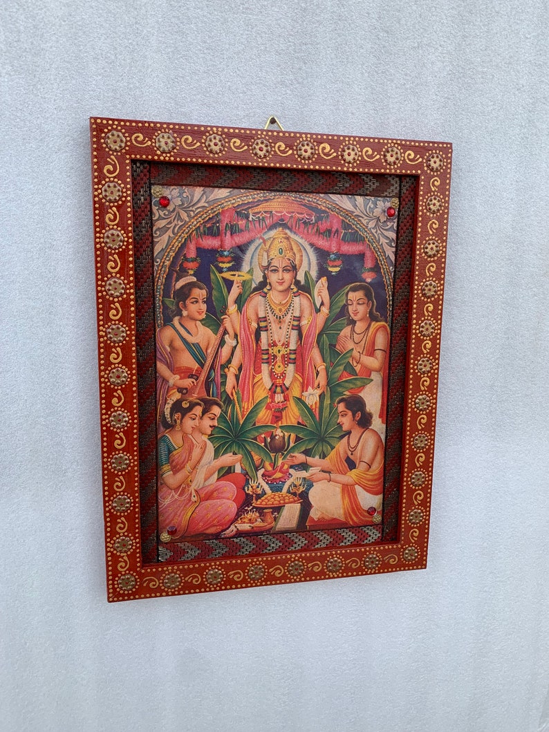 Vintage Lord Vishnu Photo A Frame of Satyanarayn God Pooja - Etsy