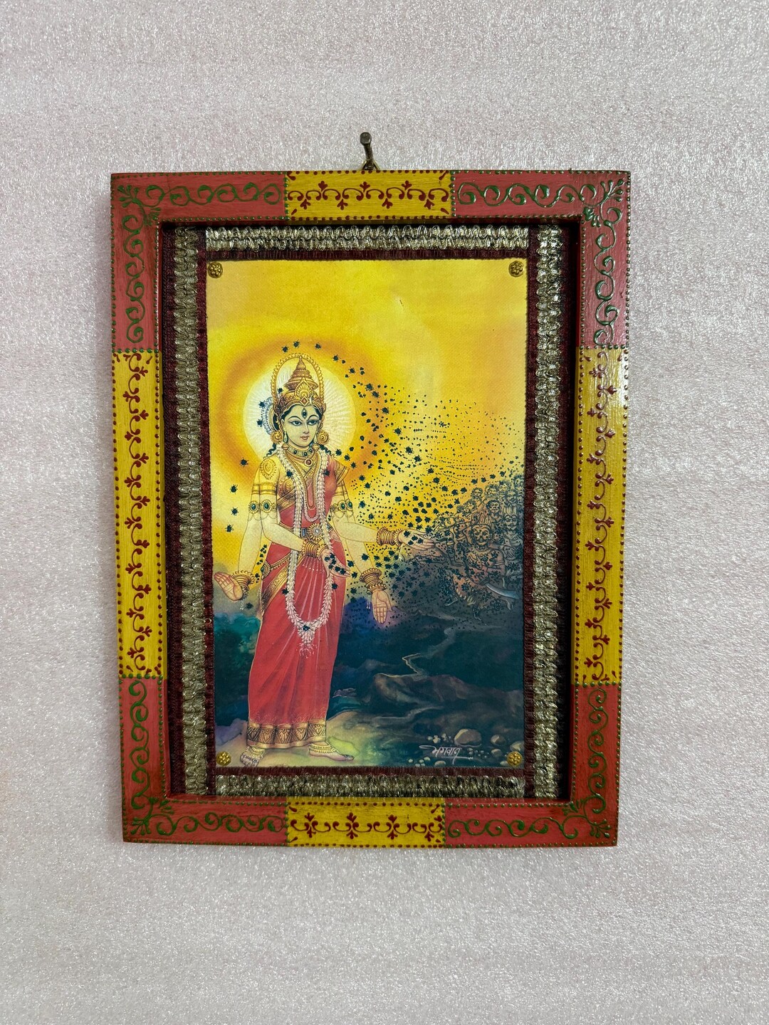 Vintage God Picture Frame, Goddess Bhramari Devi Photo, Wall Hanging ...