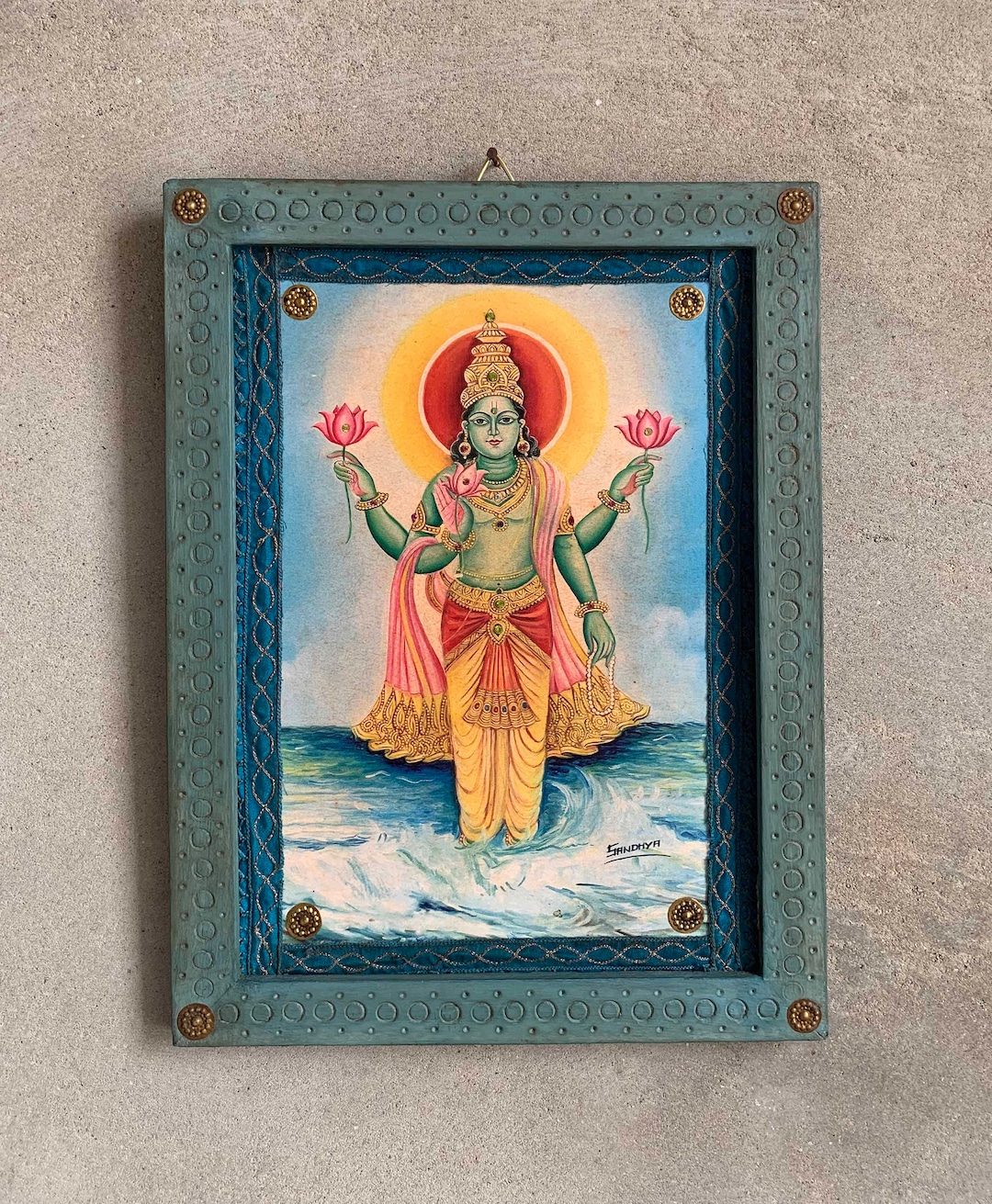 Surya Dev - Vintage Hindu God Picture Frame: Indian Religious Art (8 ...