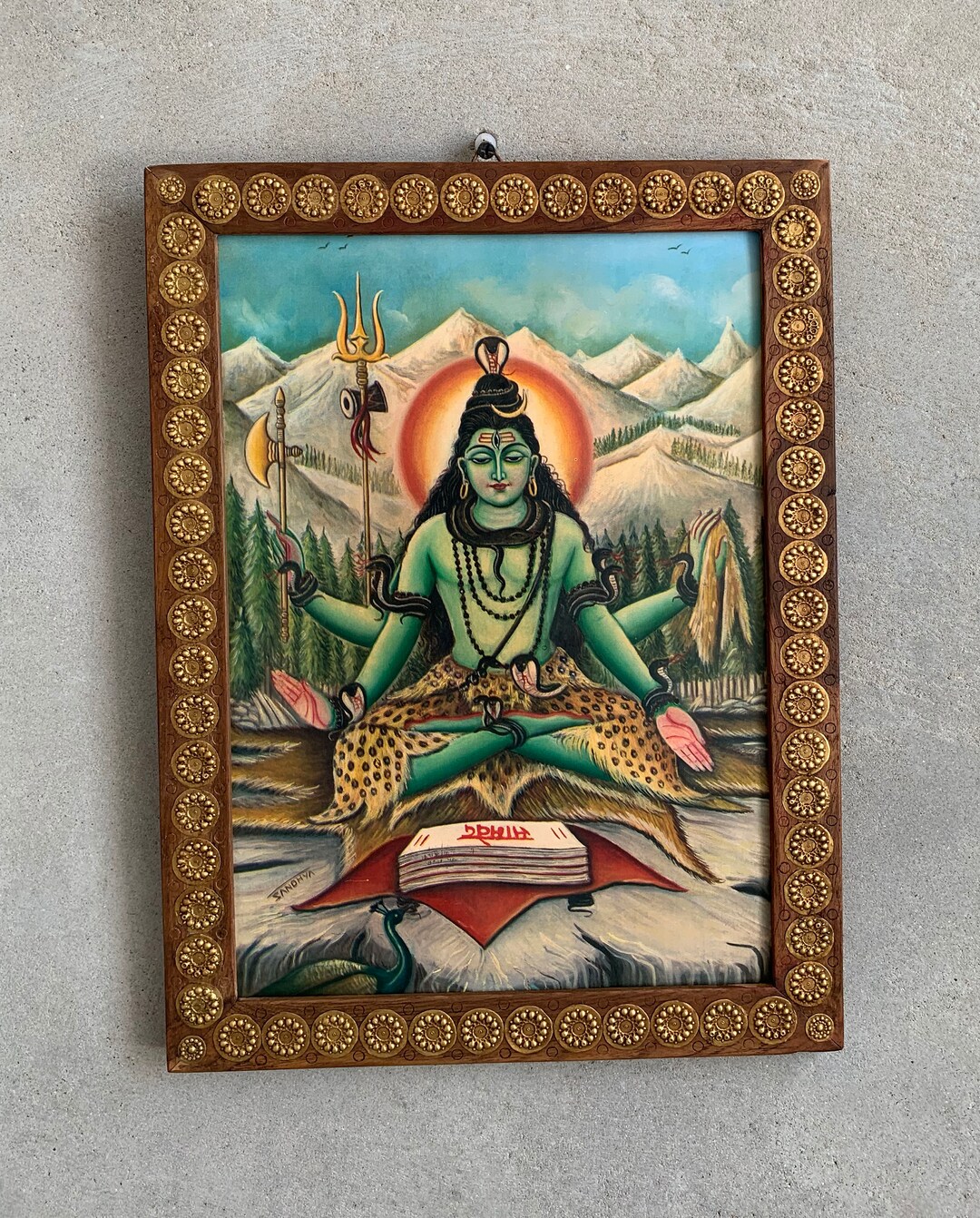 Vintage Indian God Shiva Photo Frame, Mahadev, Shankar Picture Frame ...