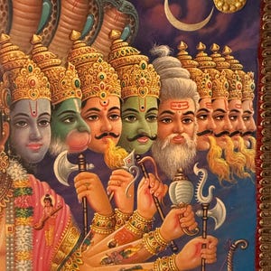 Hindu God Wall Art, Virat Swaroop Vishnu Old Photo, Vintage India Hindu ...