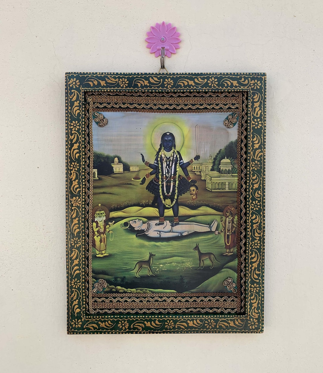 India Kali Vintage Frame, Hindu God Shiva Kali Devotional Print ...