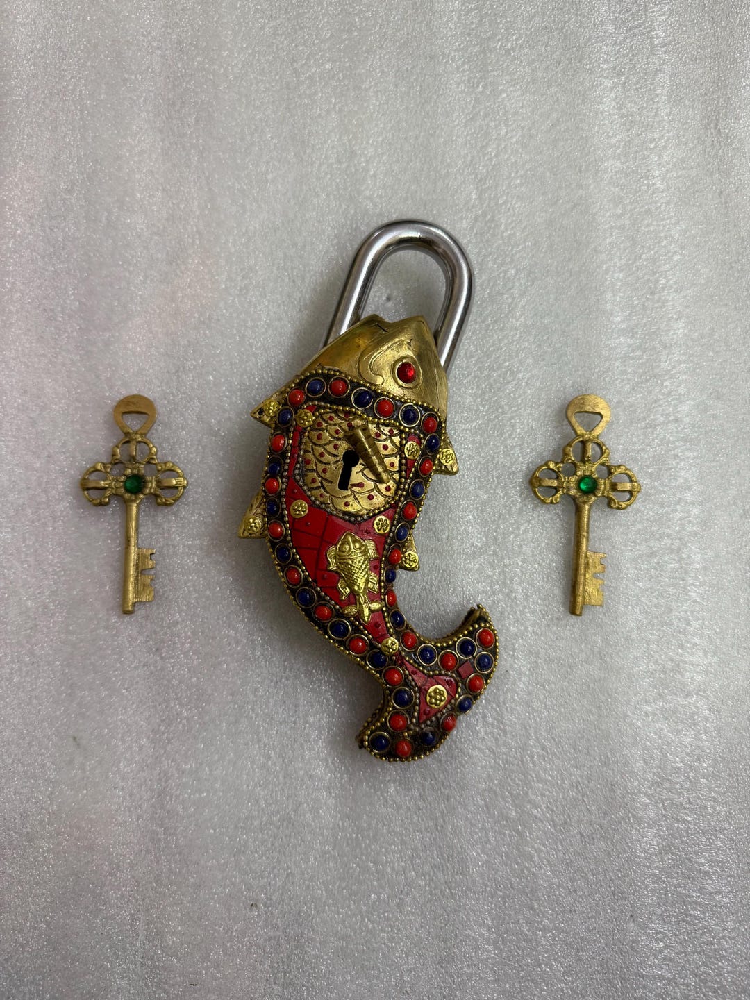 Brass Padlock, Handmade Antique Design, Fish Shape Vintage Style ...