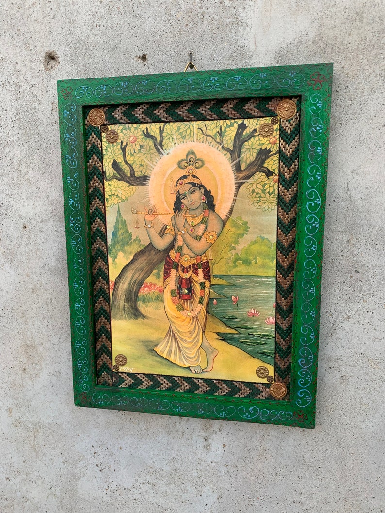 Krishna Photo Frame Krishna Vintage Photo Indian Deities - Etsy