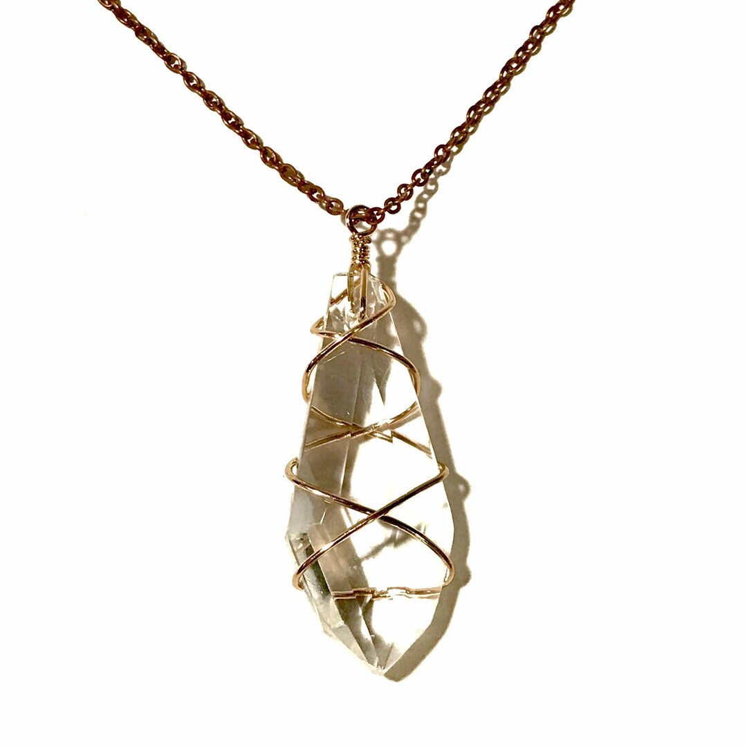 Crystal Wrapped in Gold Wire - Pendant Necklace - Etsy