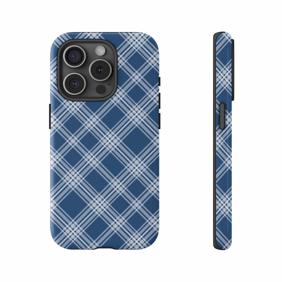 Navy Blue Tartan Plaid iPhone Case, Stylish Phone Protection - Etsy