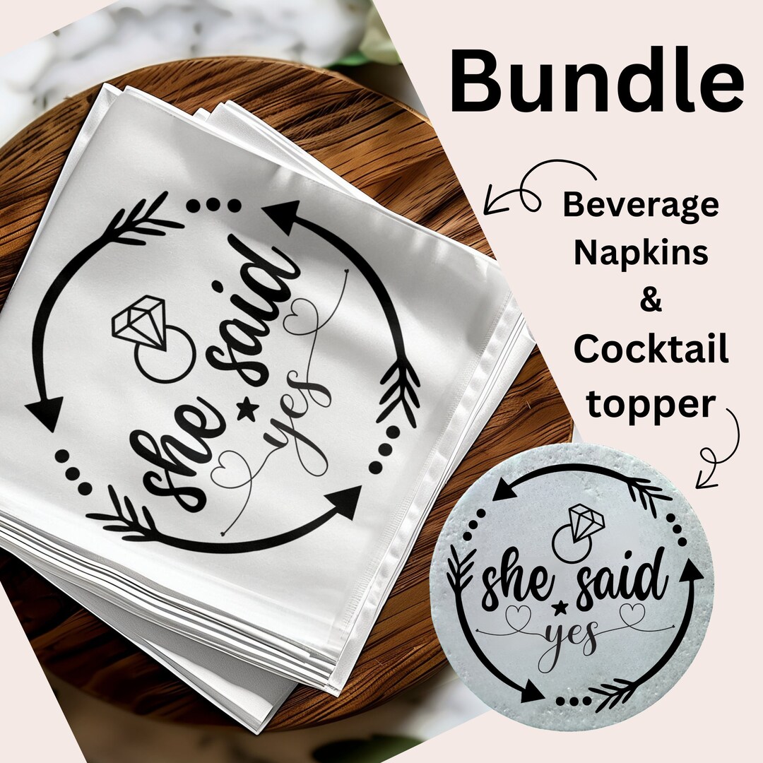 Customized Edible Drink Topper and Personalized Beverage Napkins Bundle ...
