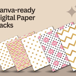 Gold Black Floral Digital Papers, High-quality Digital Paper Designs ...