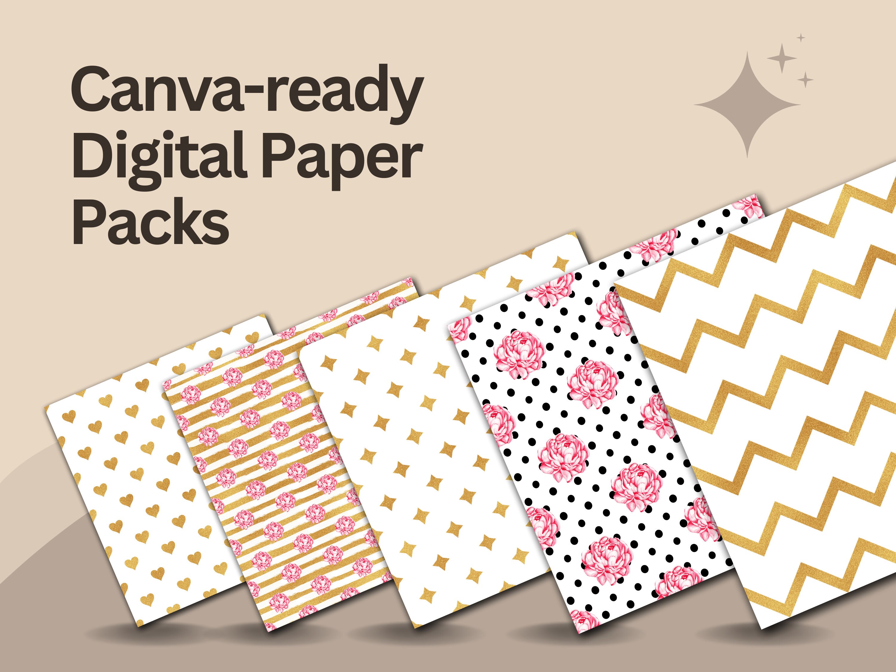 Gold Black Floral Digital Papers, High-quality Digital Paper Designs ...