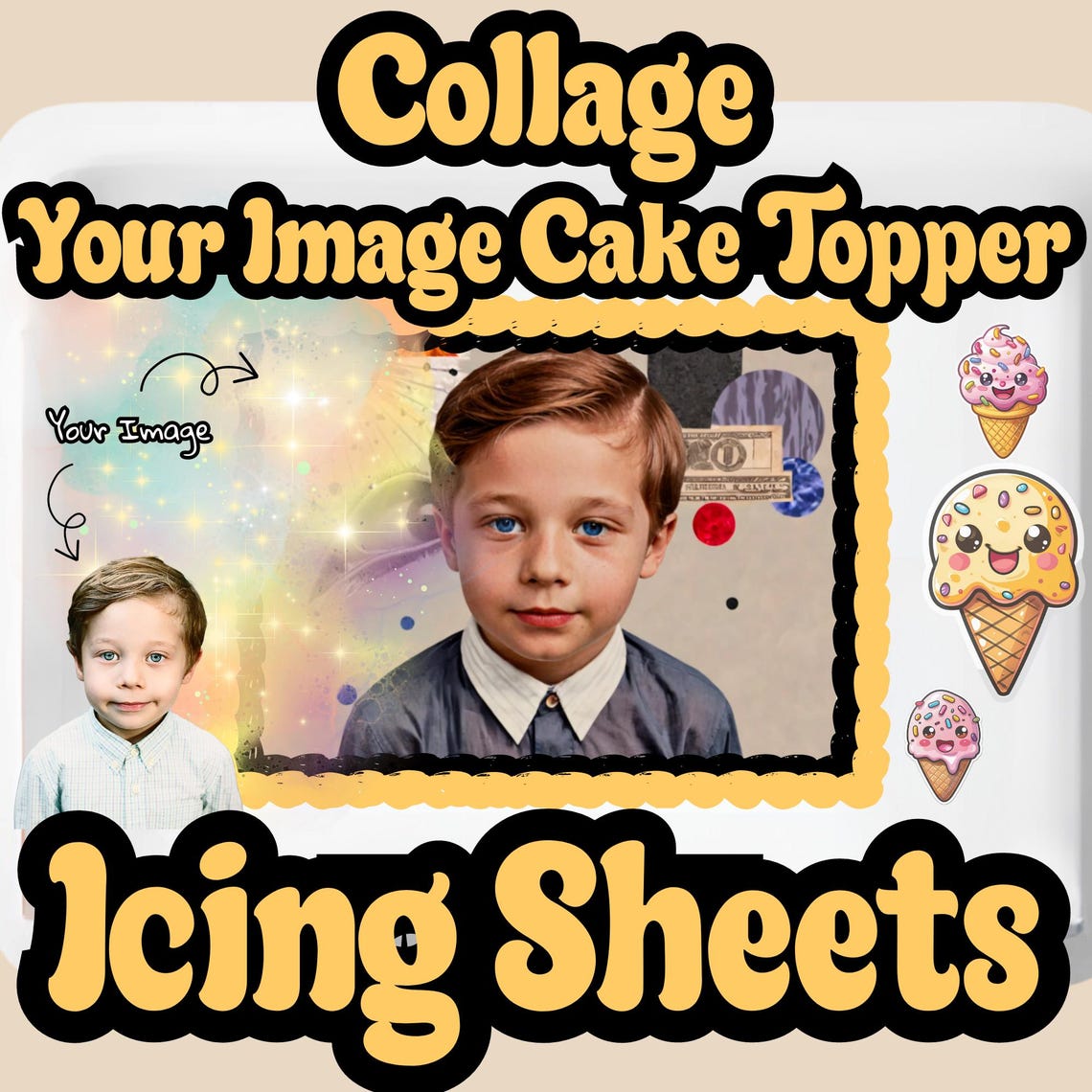 Personalized Collage Cake Topper - Custom Edible Icing Sheets ...