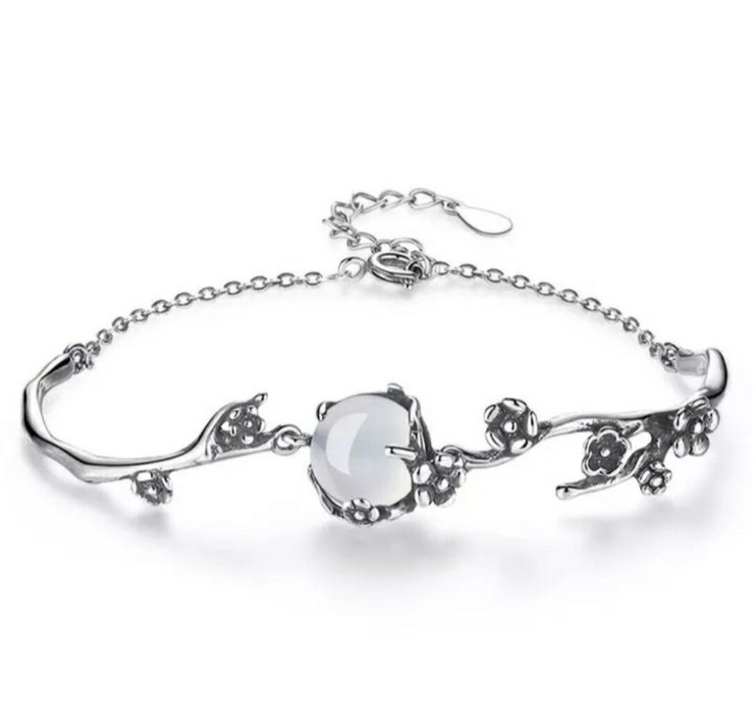 Thai 925 Sterling Silver Bracelet White Moonlight Stone Plum - Etsy