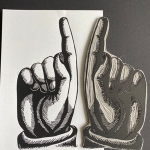 Hand Linoleum Printing - Attention, Direction, Index Finger, Vintage - Etsy