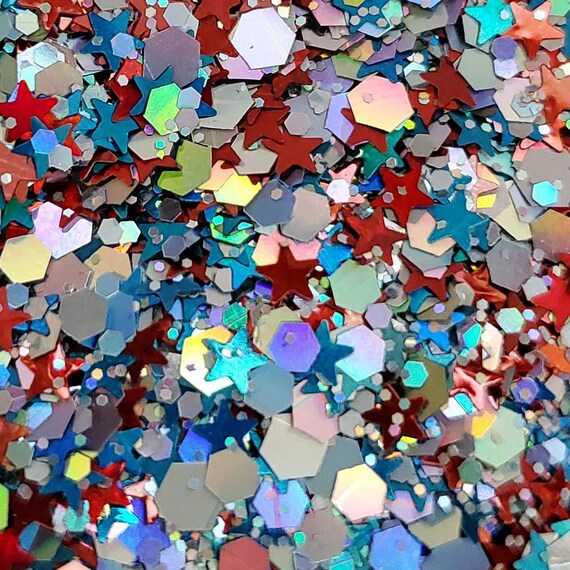 Uncle Sam Patriotic Holographic Metallic Hex and Stars Glitter | Etsy
