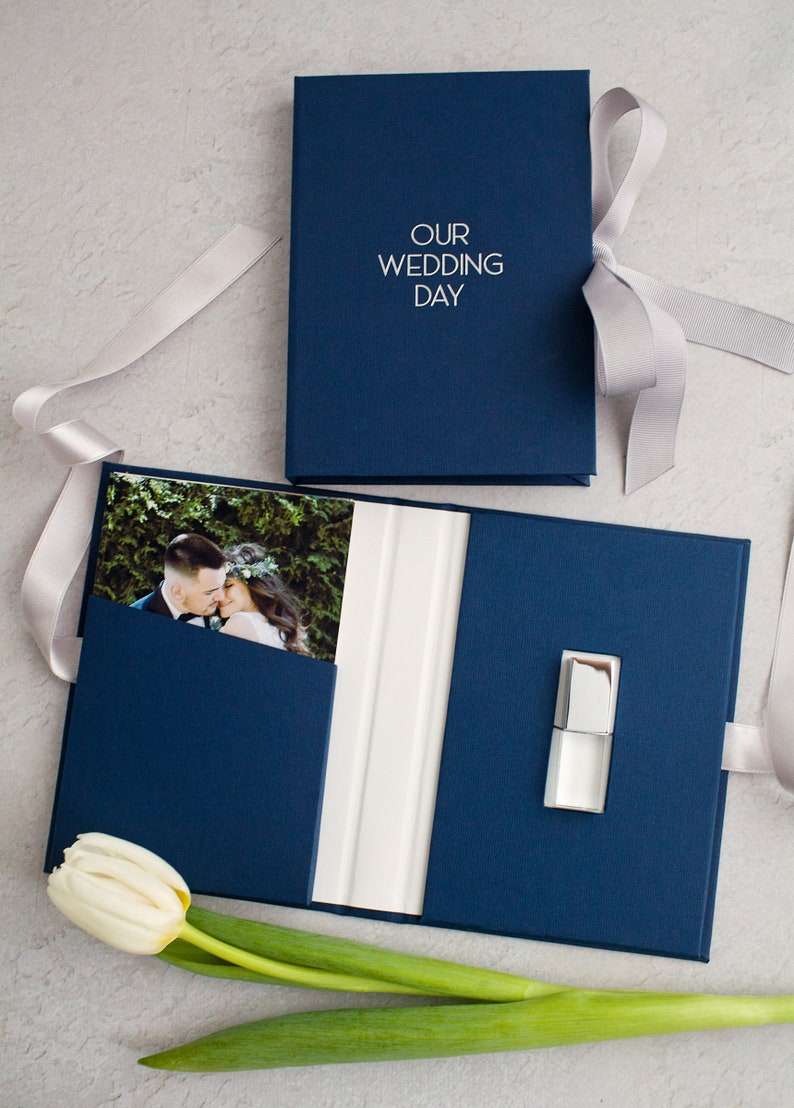 Wedding photo box for 4x6 prints Paper dark blue box | Etsy