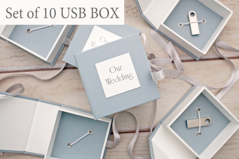 Set of 10 USB Box Personalized USB Flash Boxes Gray USB - Etsy