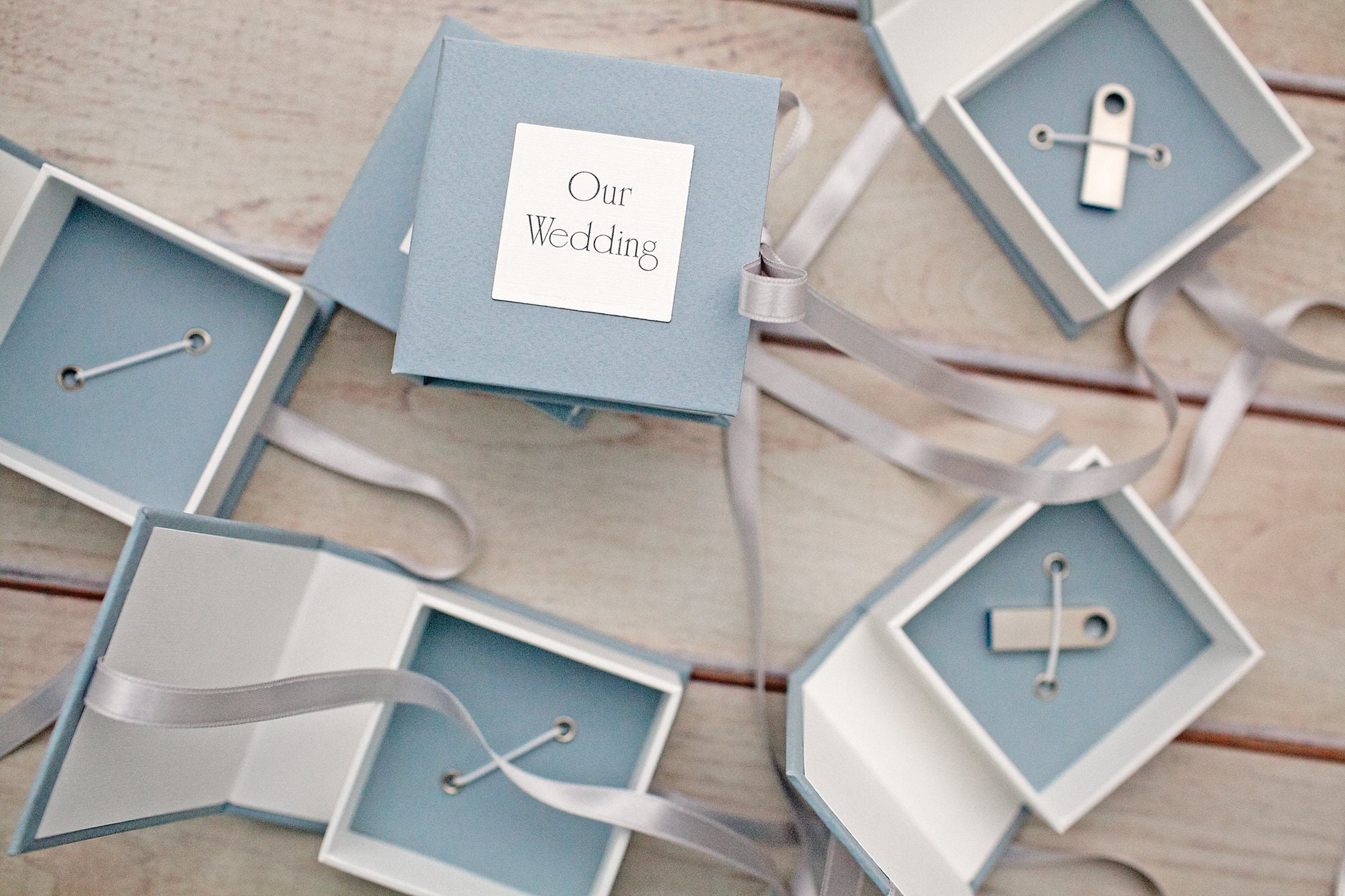 Set of 10 USB box Personalized USB flash boxes Gray USB | Etsy