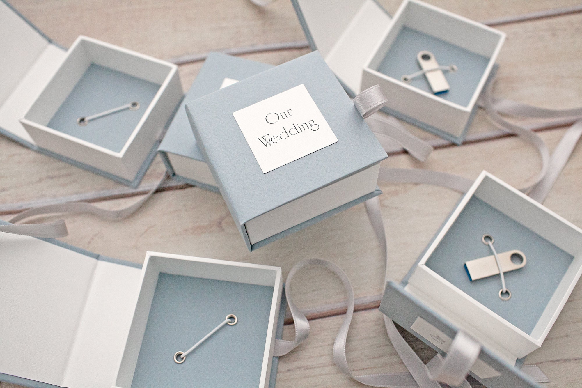 Set of 10 USB box Personalized USB flash boxes Gray USB | Etsy