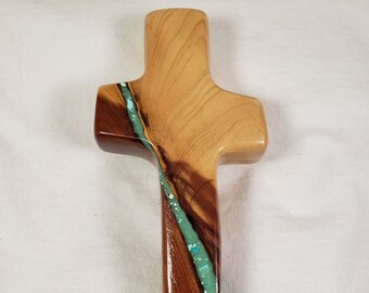 4 High X 2 Wide Paduak Wall Cross With Turquoise Inlay - Etsy