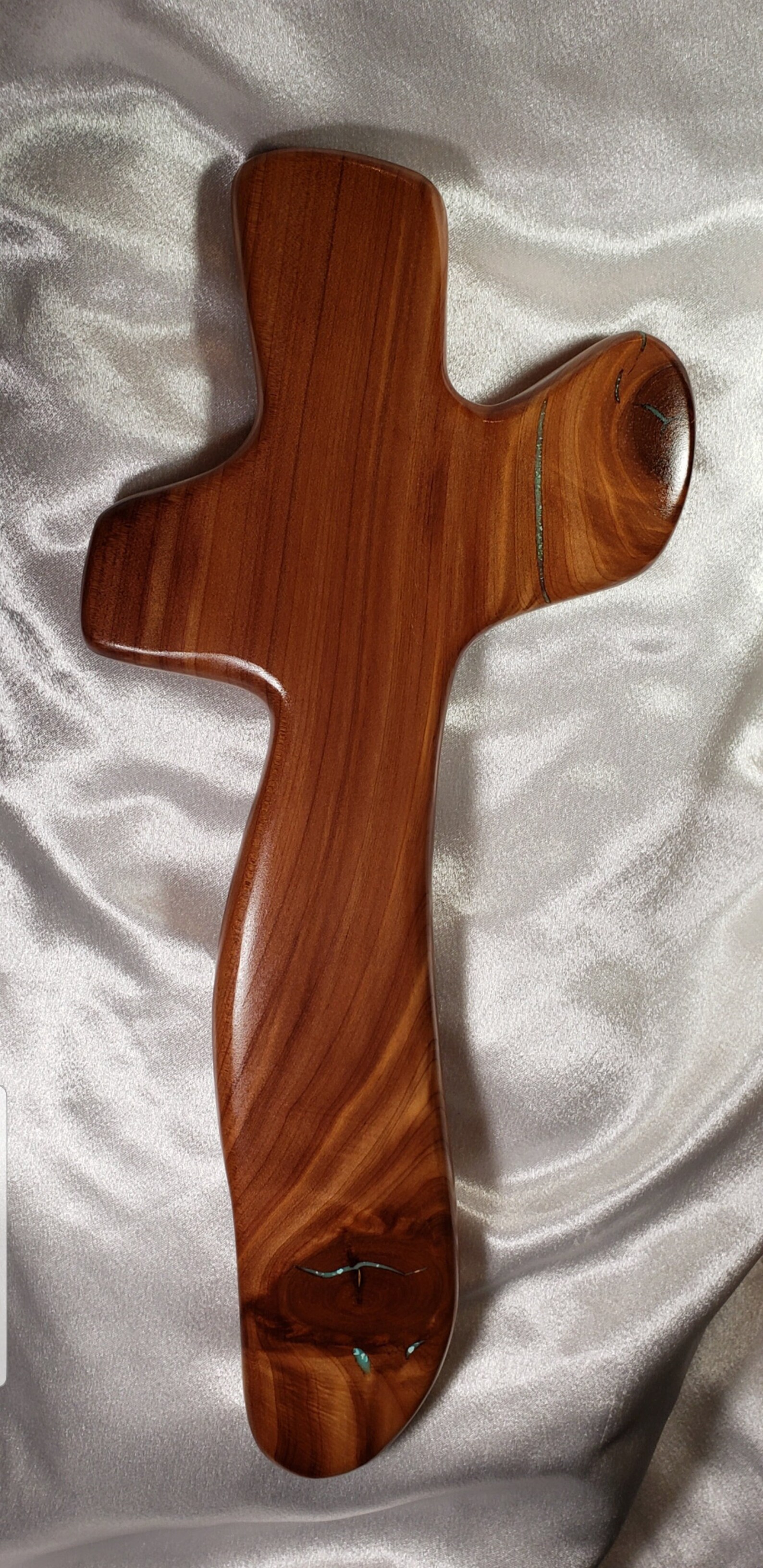 Hand-made Cedar Cross With Turquoise Inlay - Etsy Canada
