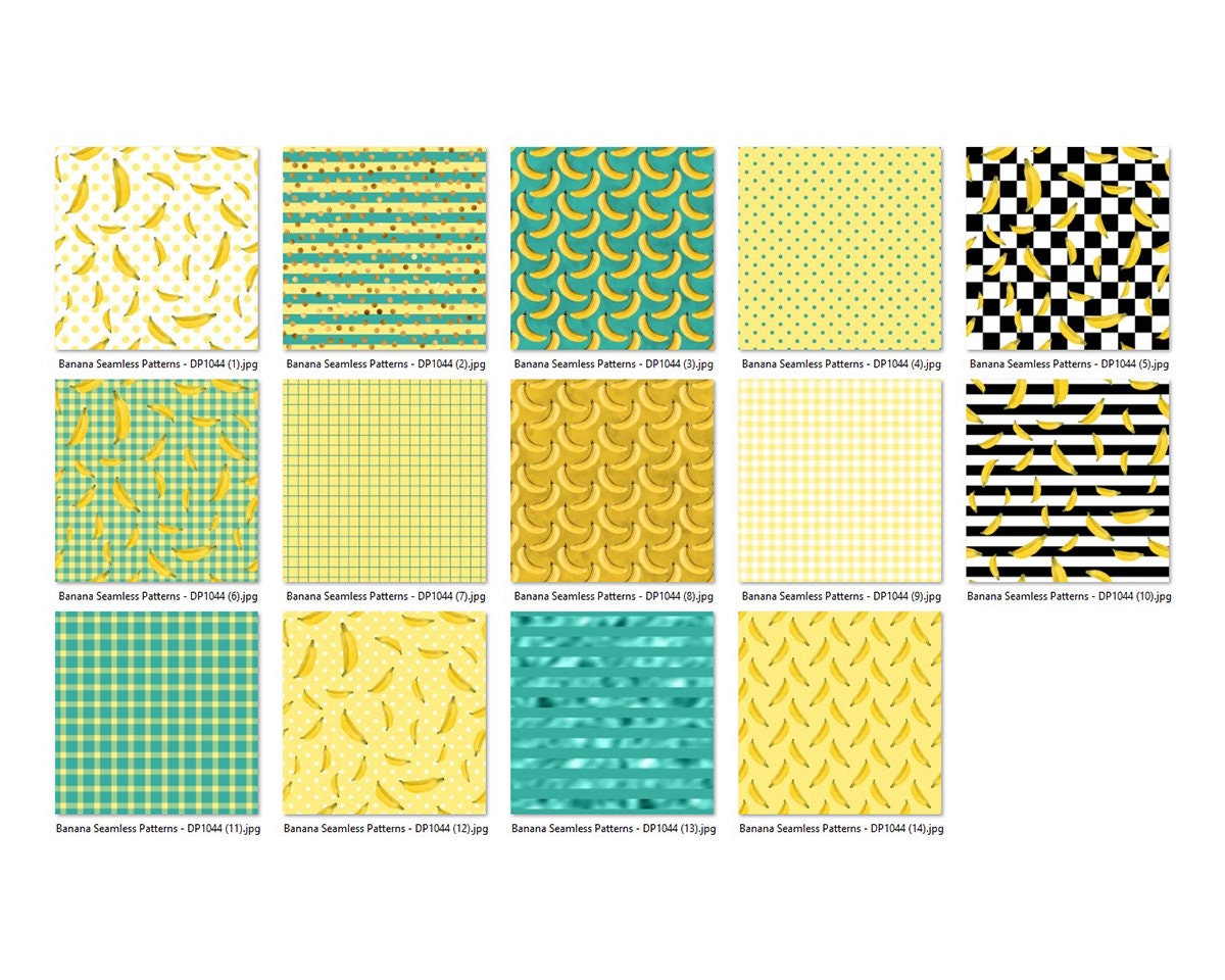 Banana Digital Paper, Seamless Banana Backgrounds, Fruit Scrapbooking ...