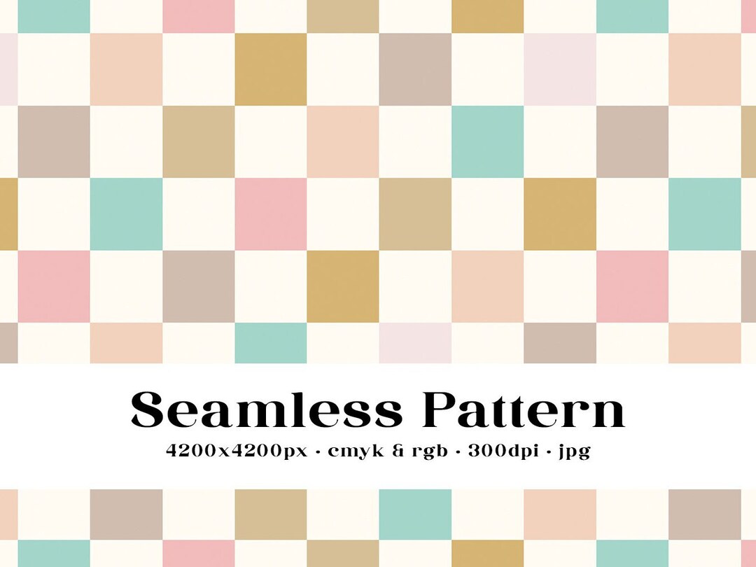 Retro Pastel Checkered Seamless Pattern, Commercial Use Digital File ...