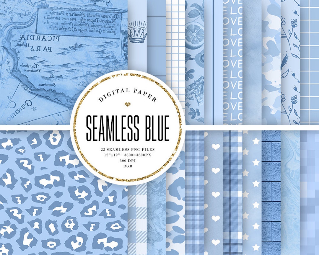 Seamless Blue Digital Paper, Baby Blue Scrapbook Tileable Paper, Pastel ...