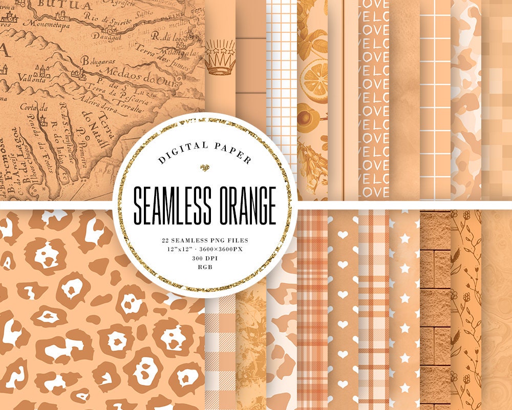 Pastel Orange Patterns, Seamless Digital Paper for Commercial Use ...