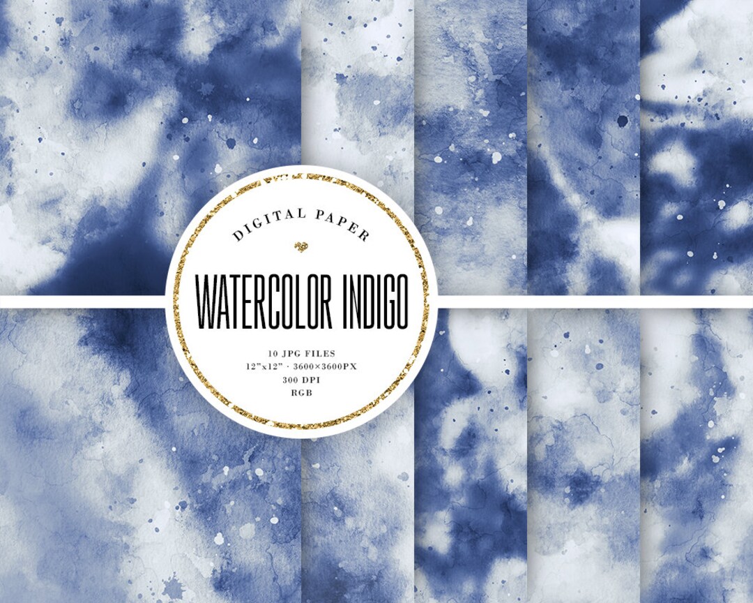 Indigo Watercolor Textures, Abstract Painting Digital Paper, Blue Paint ...