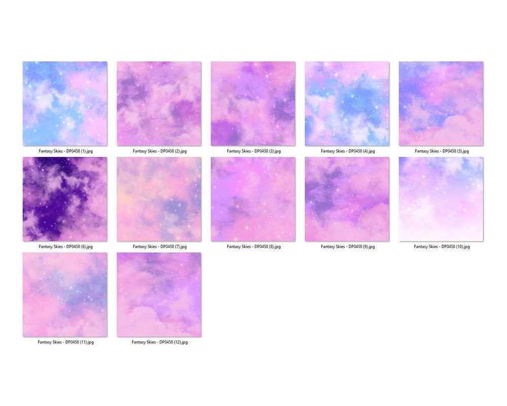 Fantasy Sky Digital Paper Magical Backgrounds Purple Clouds - Etsy Canada
