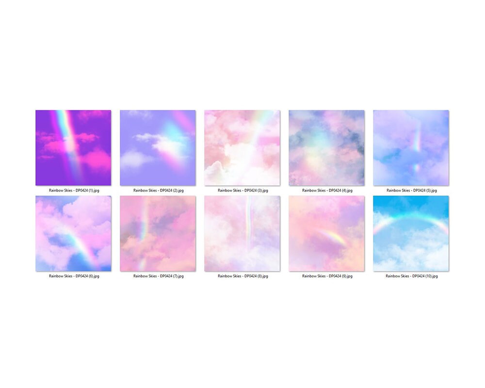 Rainbow Sky Backgrounds, Pastel Skies Digital Paper, Heaven Scrapbook ...