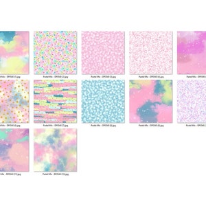 Abstract Pastel Backgrounds, Clouds & Stars Digital Paper, Pink Marble ...