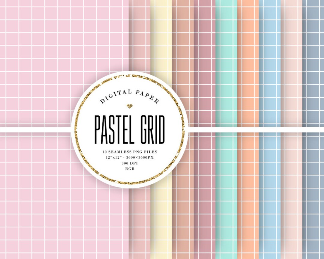 Pastel Grid Digital Paper, Seamless Modern Grid Patterns, Soft Colors ...