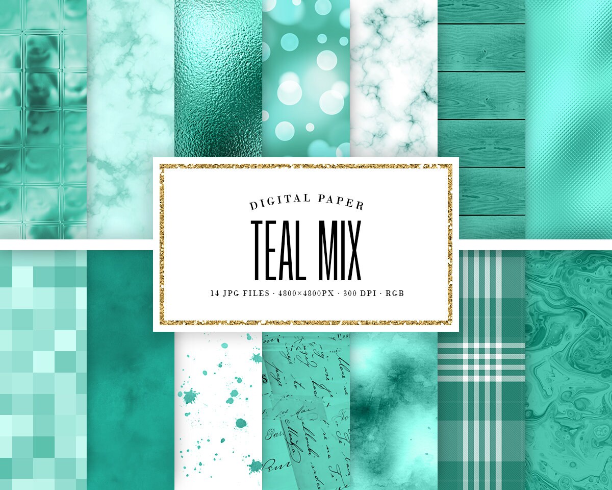 Petrol Digital Paper Set, Türkis Hintergründe, blau grün Texturen Mix ...