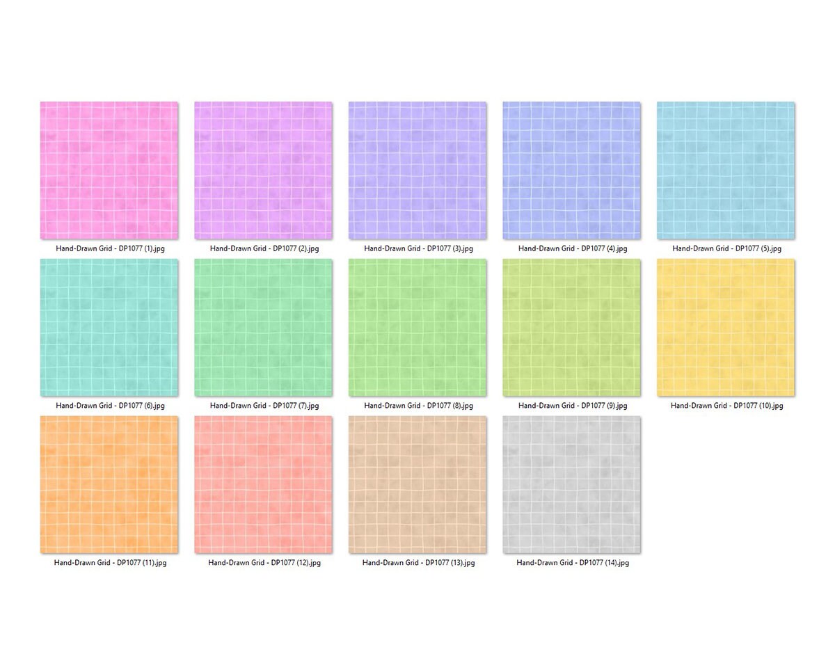Hand-drawn Grid, Big Pastel Grid Digital Paper, Basic Patterns With ...
