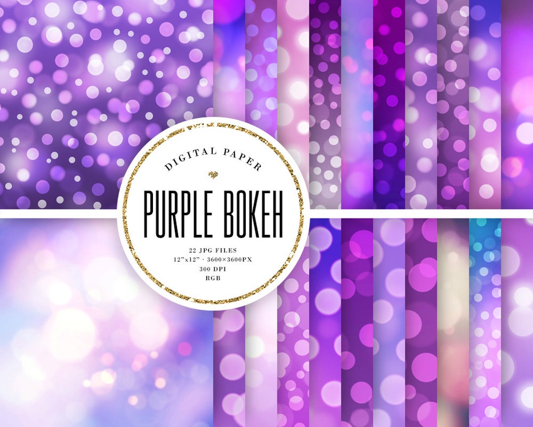 Purple Bokeh Backgrounds, Violet Bokeh Digital Paper, Abstract Ombre ...