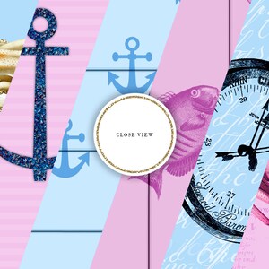 Nautical Seamless Patterns, Pastel Pink & Blue Marine Digital Paper ...