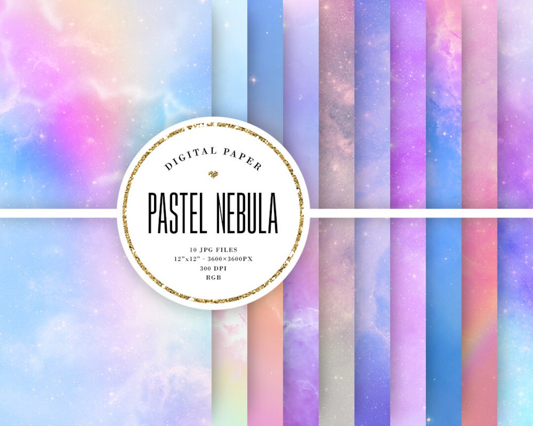 Pastel Nebula Digital Paper, Magic Space Backgrounds, Fantasy Scrapbook ...