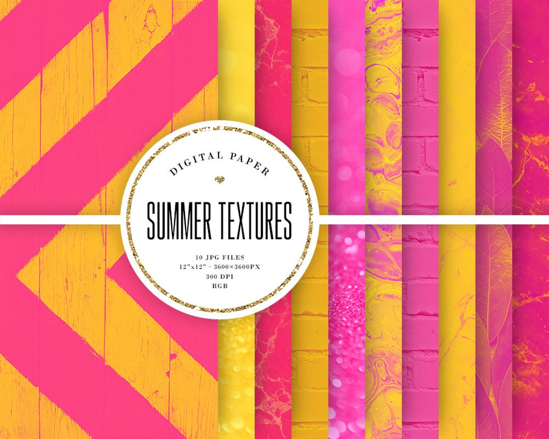 Summer Textures, Hot Pink Digital Paper, Yellow Backgrounds, Yellow ...