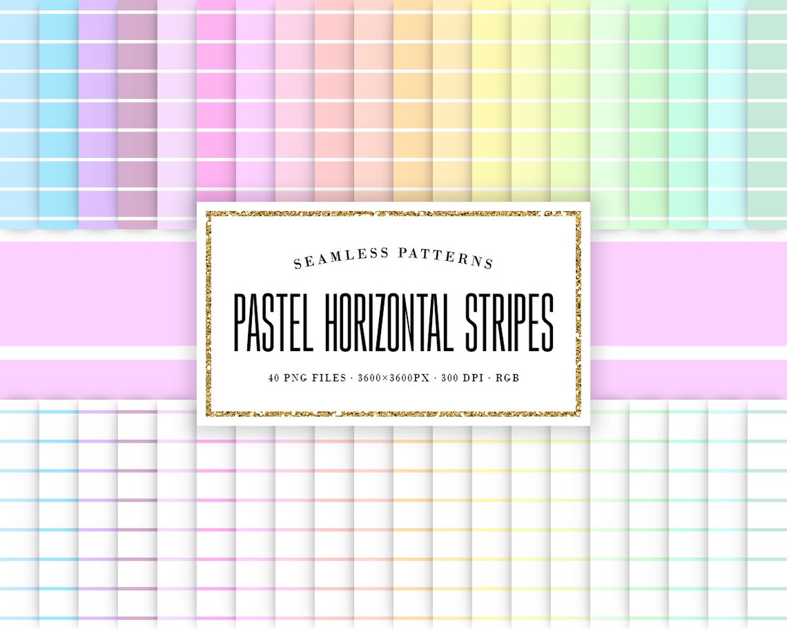 Pastel Horizontal Stripes Digital Paper Basic Seamless - Etsy