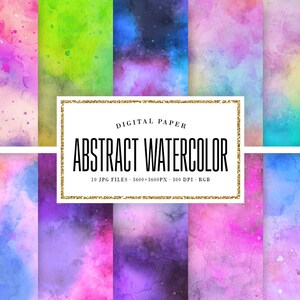 Abstract Watercolor Digital Paper, Colorful Background Textures ...