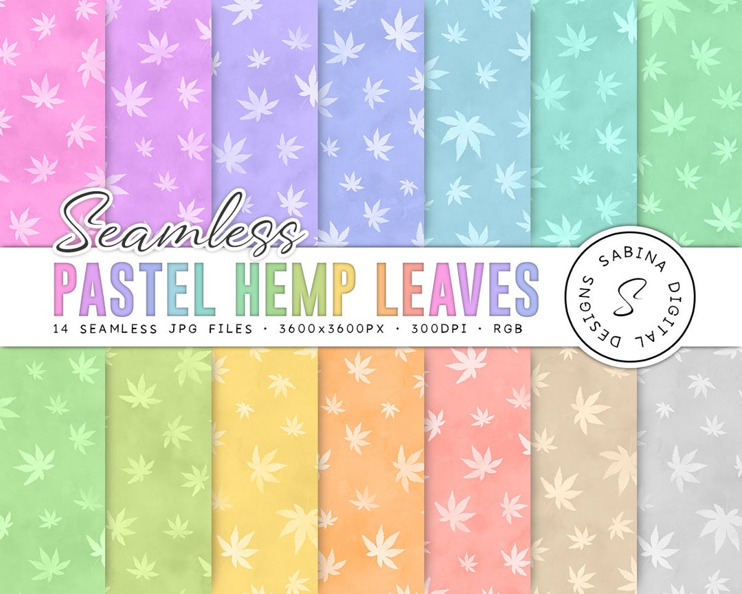 Pastel Pot Leaf Digital Paper 12x12, Hemp Leaves, Basic Patterns With ...