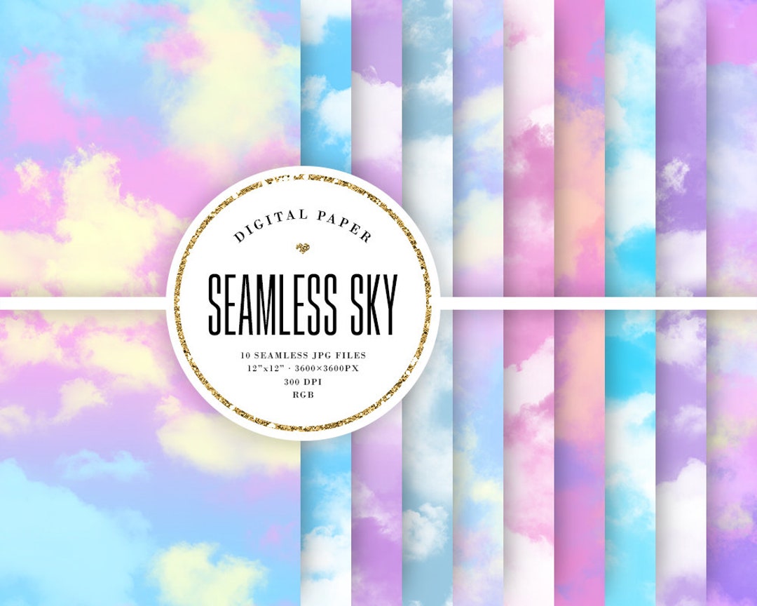 Seamless Sky Digital Paper, Tileable Skies Backgrounds, Soft Clouds ...