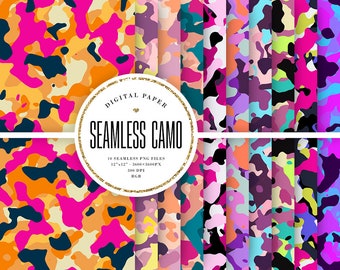 Bright Camouflage Backgrounds Colorful Camo Digital Paper | Etsy