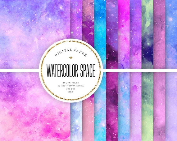 Watercolor Galaxy Backgrounds Aquarelle Space Digital Paper - Etsy