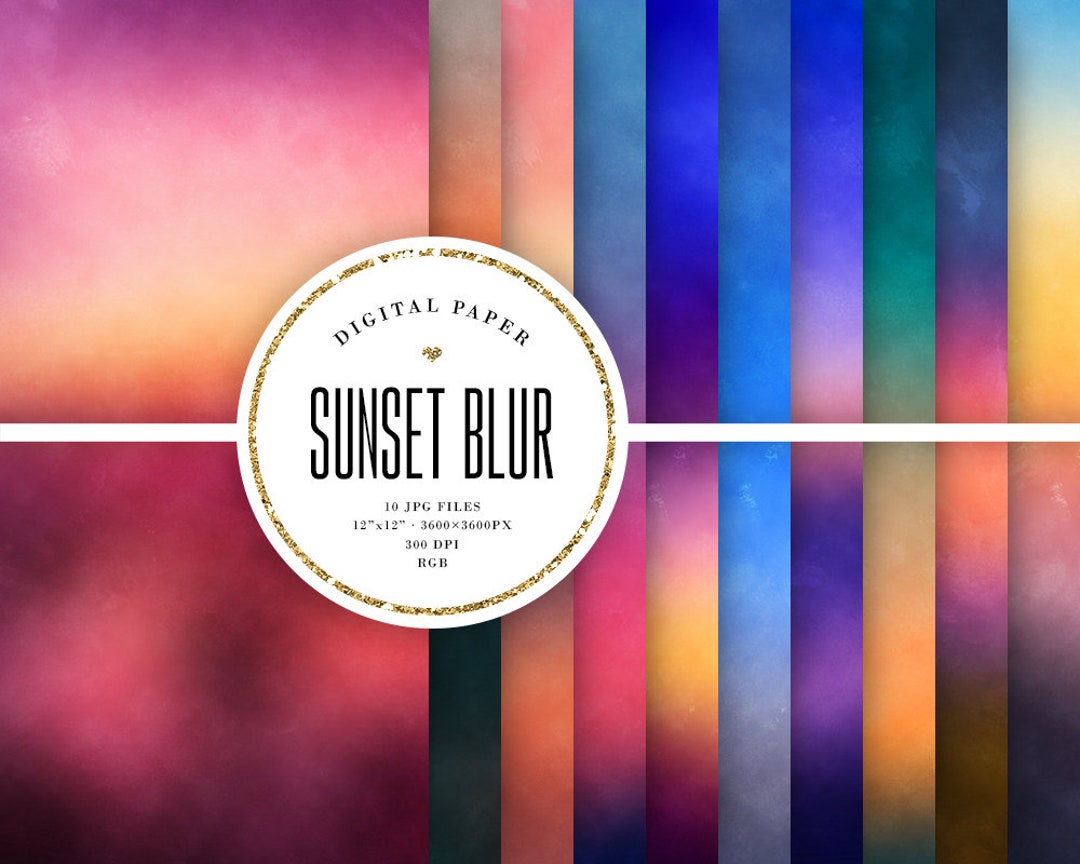 Blurred Sunset Digital Paper, Blur Backgrounds, Nature Vibes Scrapbook ...