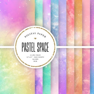 Space Digital Paper Pastel Stardust Backgrounds Starry Sky | Etsy