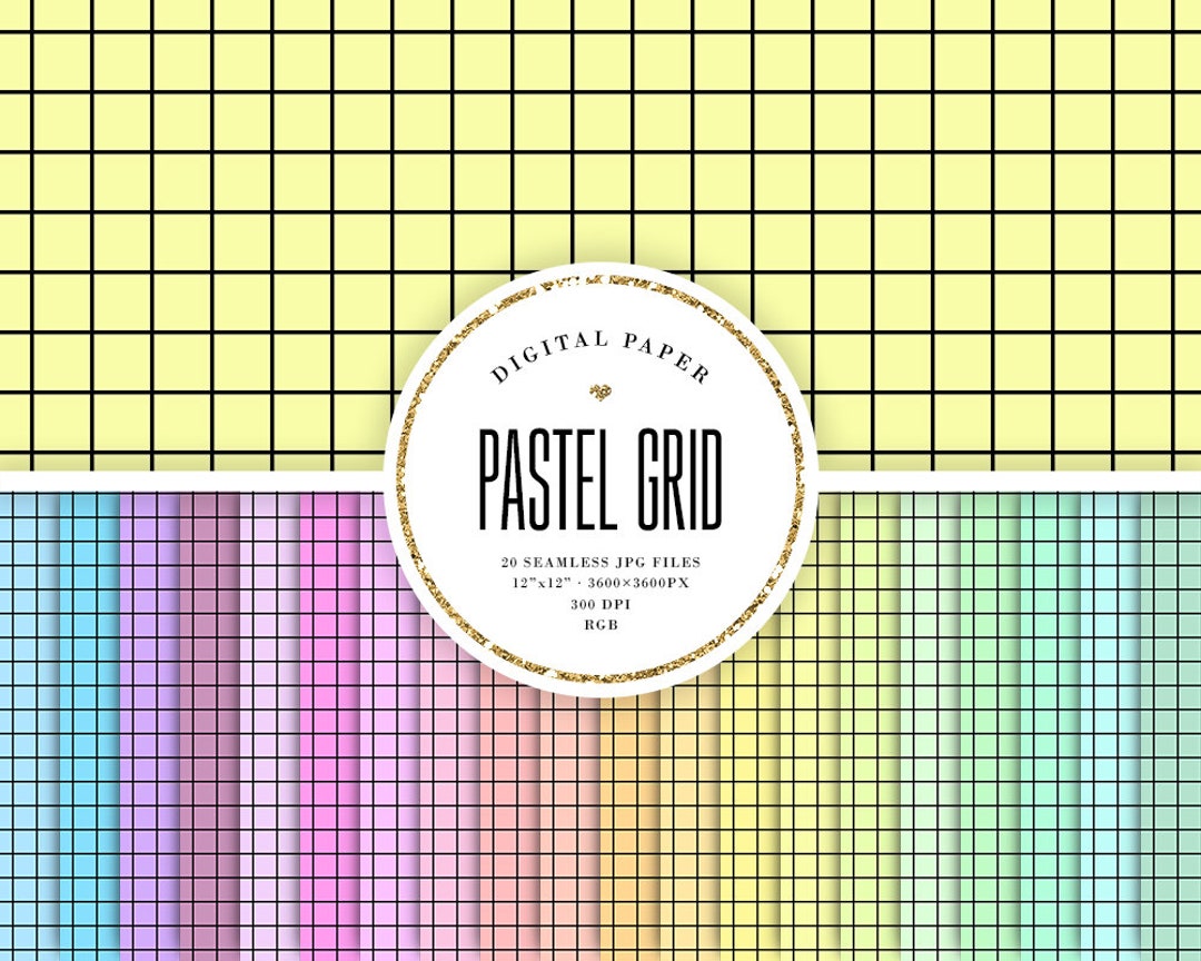 Vaporwave Grid Patterns, Seamless Graph Digital Paper, Black Grid on ...